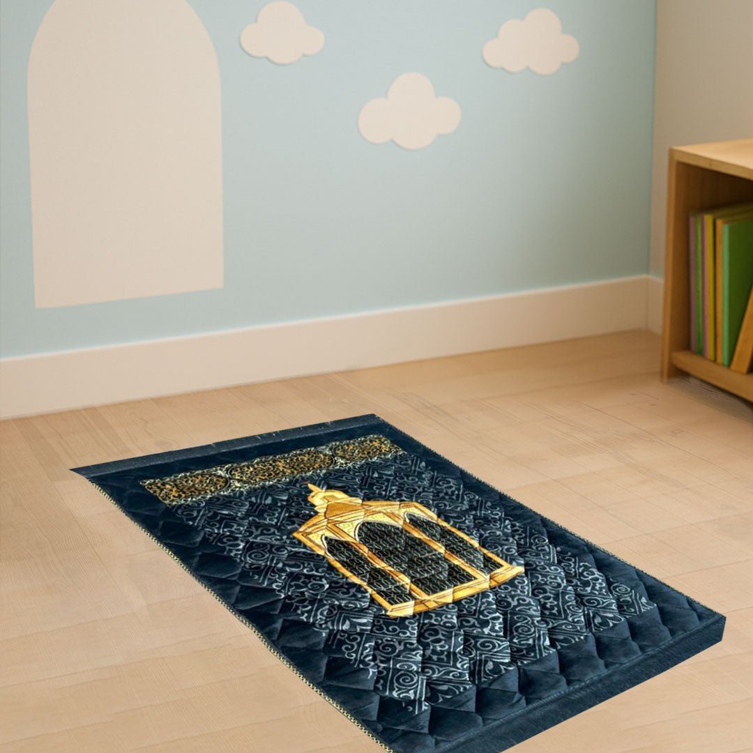 Kids Maqam e Ibrahim Print velvet Foam Prayer Mat – THE RUHANI